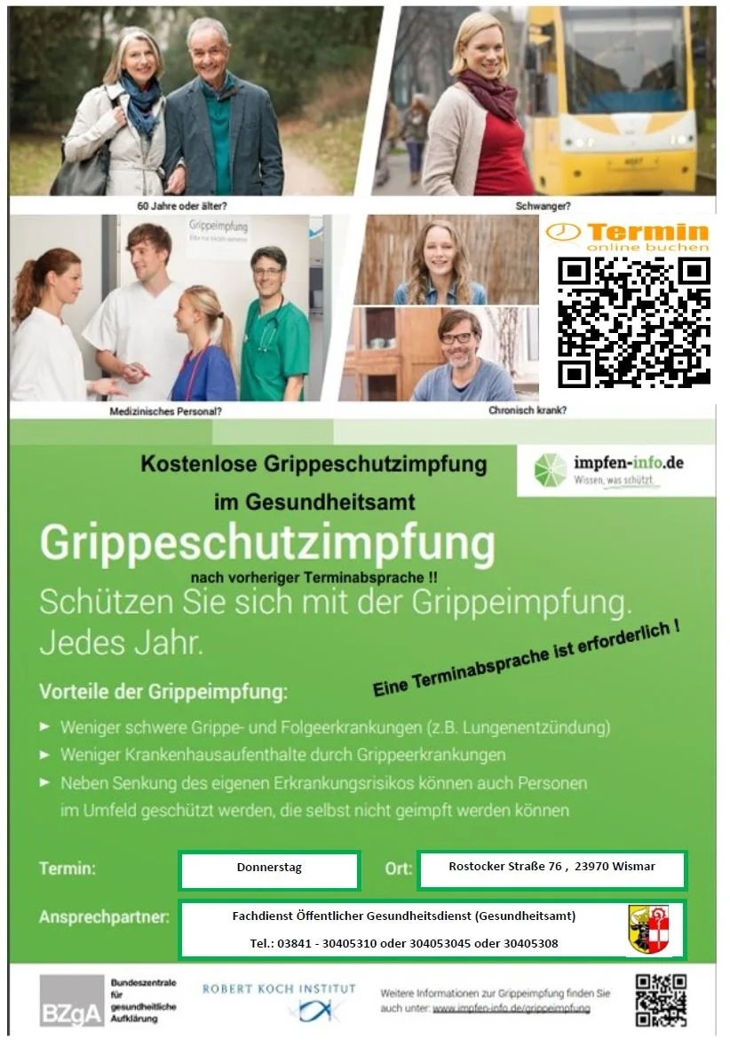 Gut geschützt durch den Winter - Rechtzeitige Grippeschutzimpfung - Stadt Warin