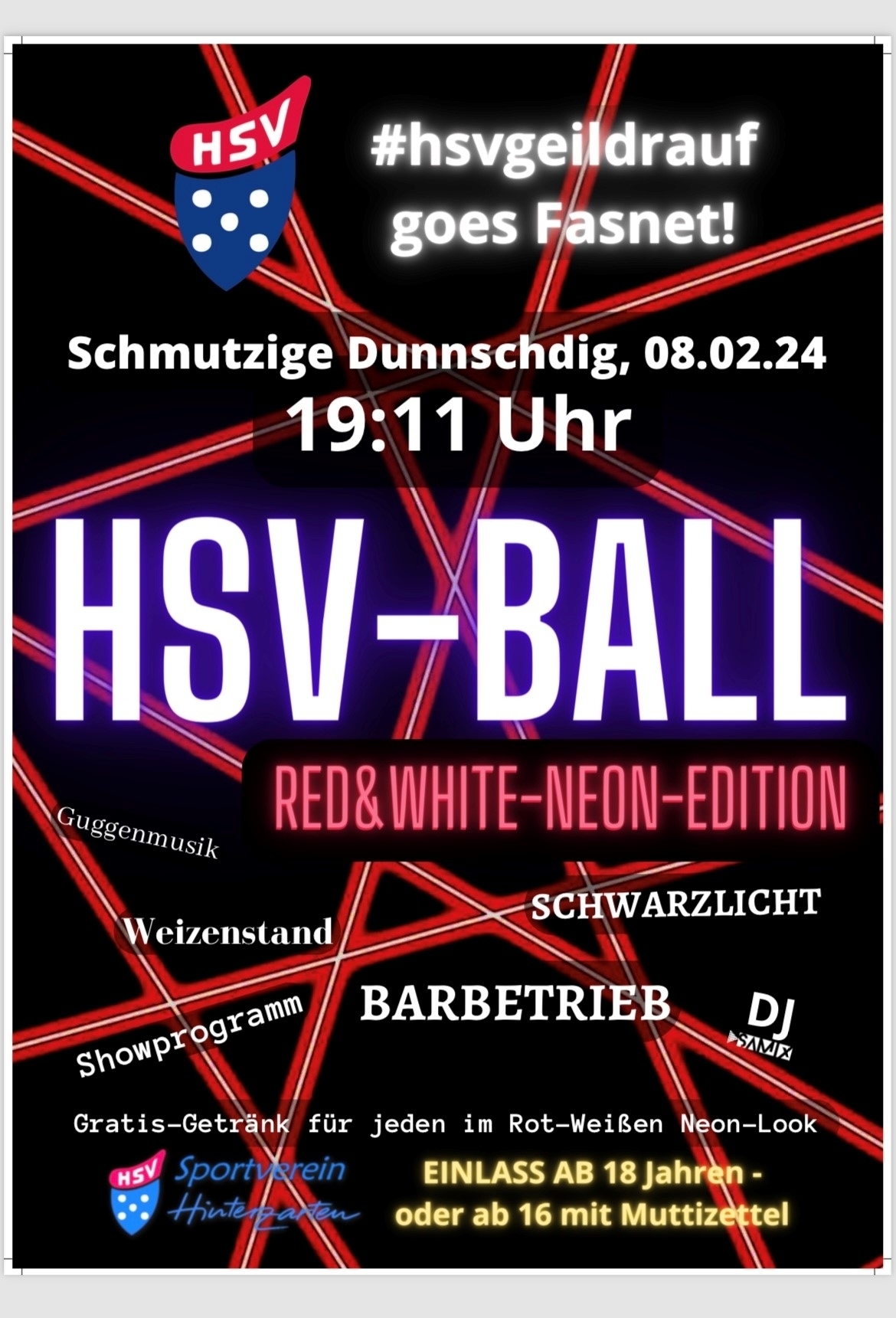 HSV-Ball Red & White-Neon-Edition - Gemeinde Hinterzarten
