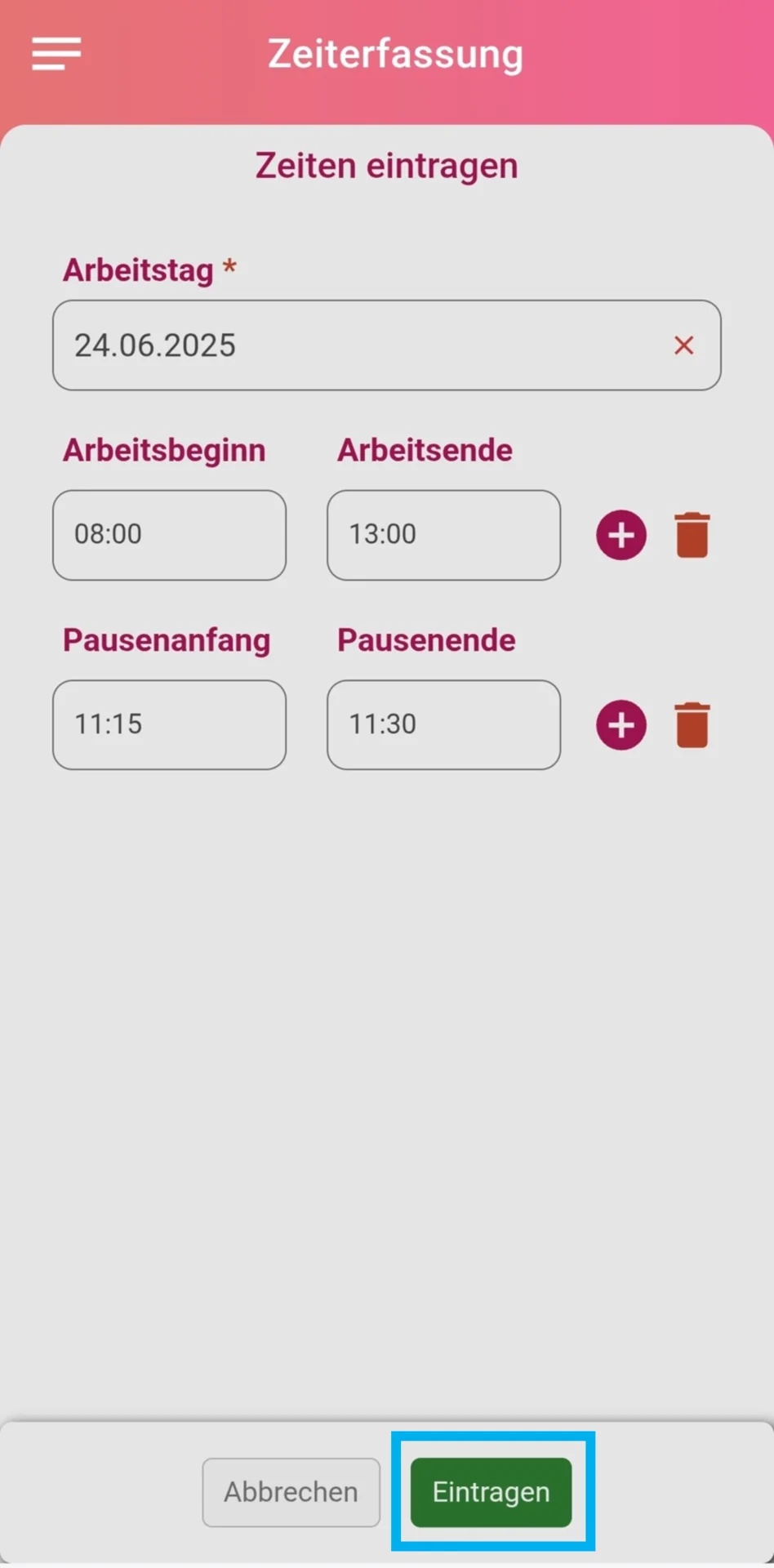 Arbeitszeiten korrigieren - Zeiterfassung Software für Unternehmen ...